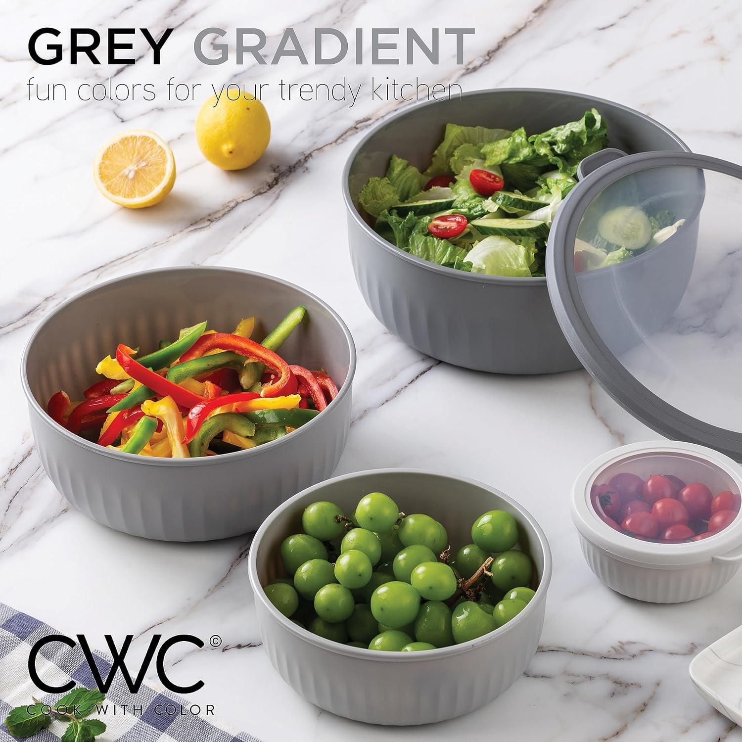 YUYAN-Prep Bowls with Lids- Wide and Deep Nesting Plastic Small Mixing ...