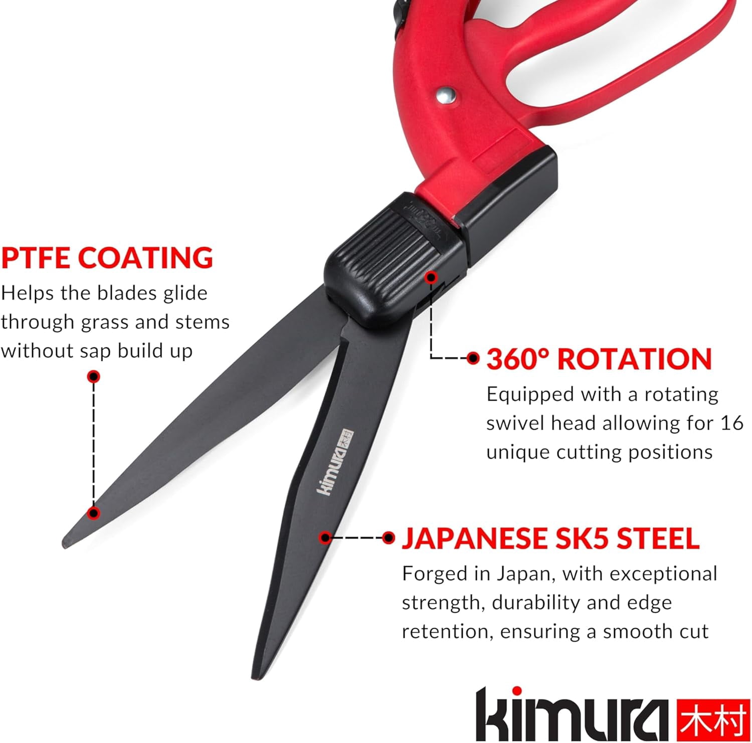 YUYAN-® Pro Grass Shears - Premium Lawn Shears with 360° Rotating Head ...