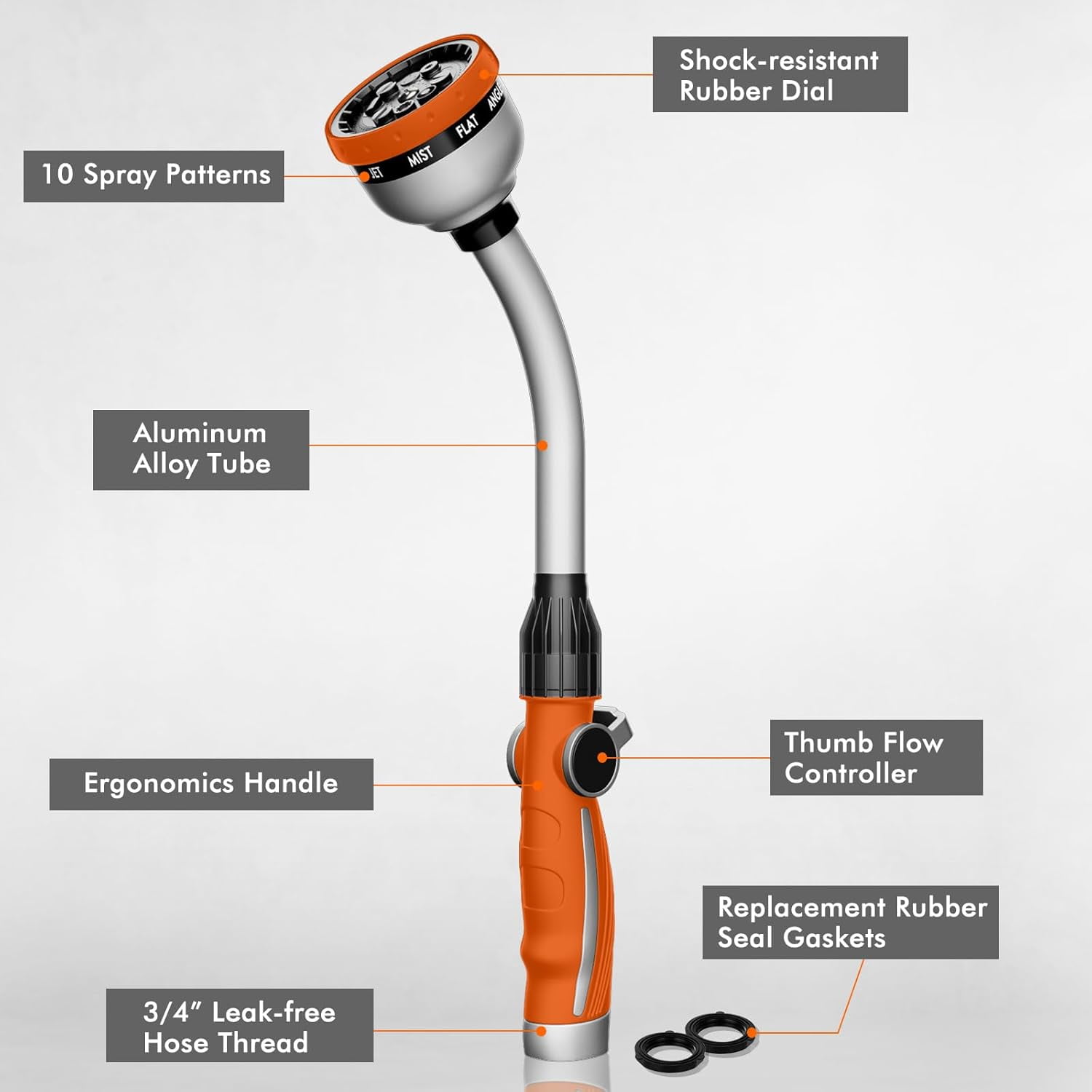 YUYAN-RESTMO Watering Wand Heavy Duty, Metal Garden Hose Wand with 10 ...