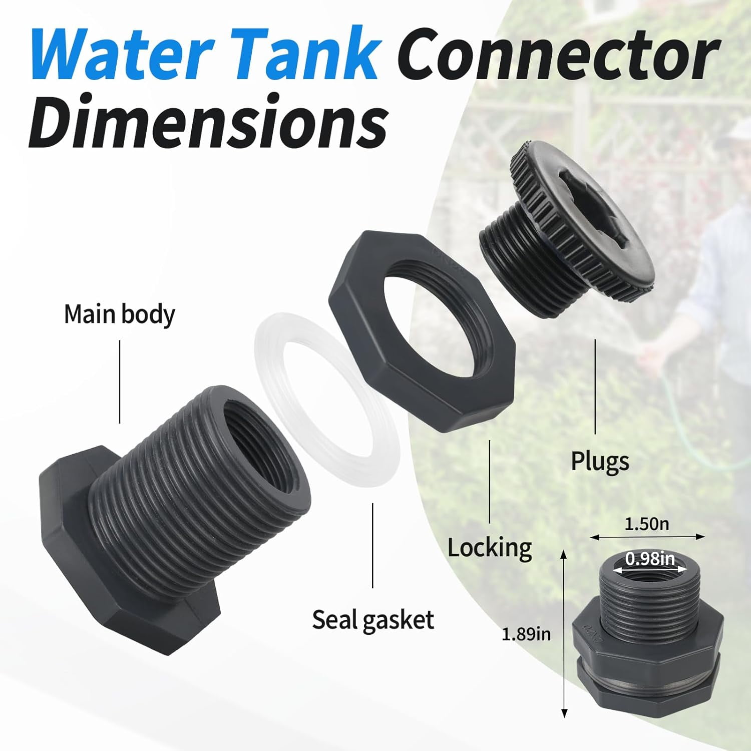 YUYAN-Rain Barrel Spigot Connector fit for Water Barrel 3/4" Bulkhead ...