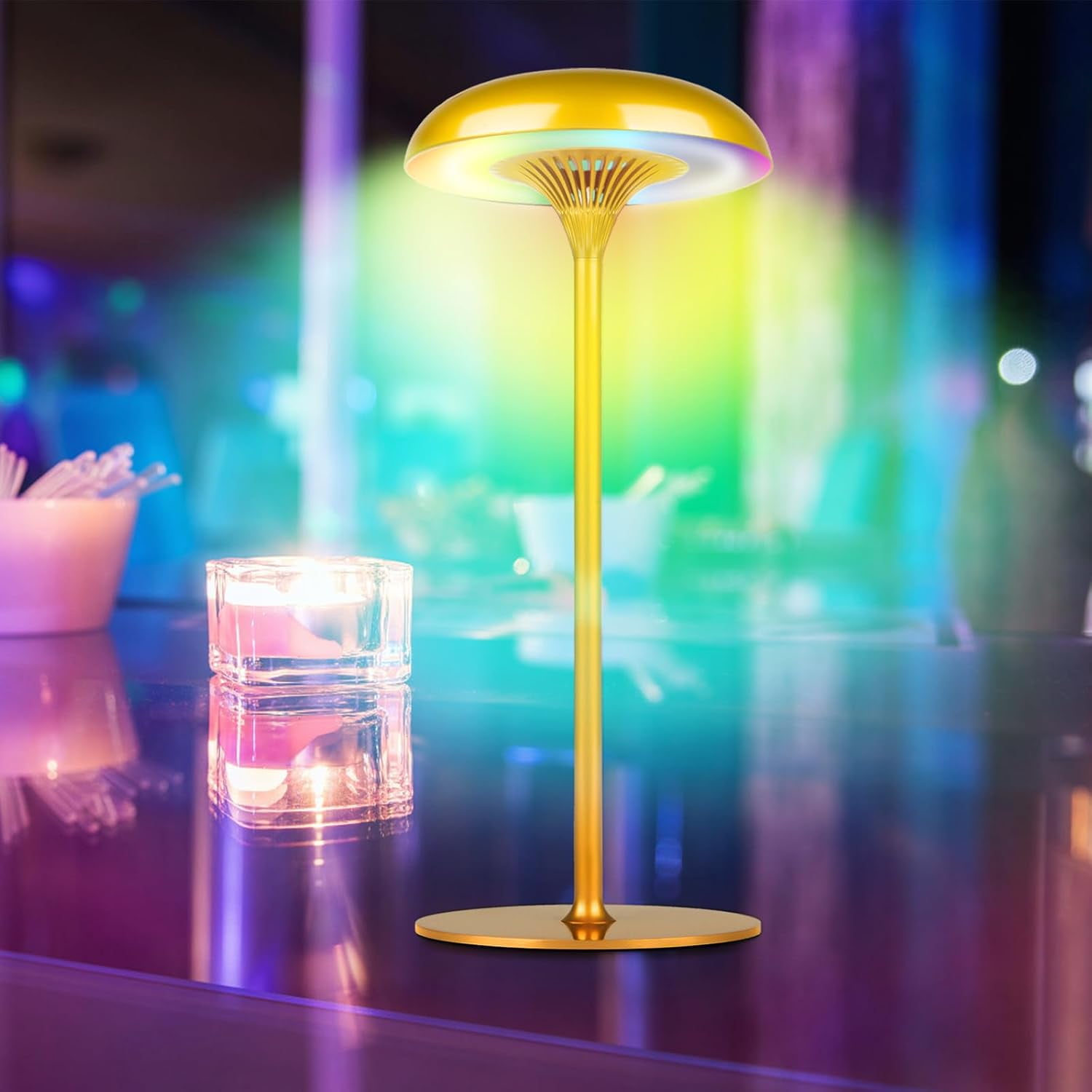 YUYAN-Rechargeable Table Lamp Cordless,with Bluetooth Speaker,Built in ...