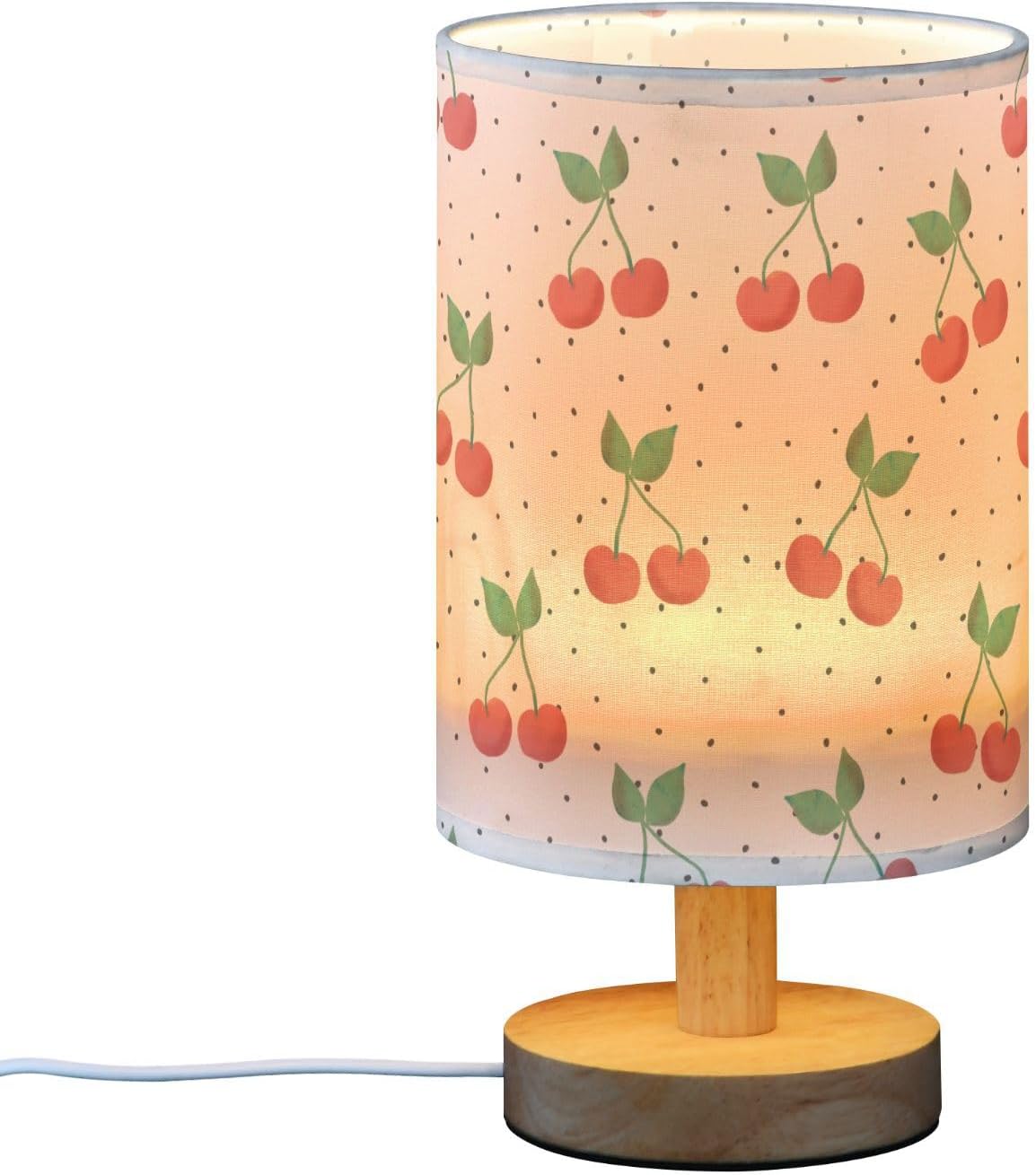 YUYAN-Red Cherry Table Lamp Bedside with USB Ports Nightstand Lamps ...