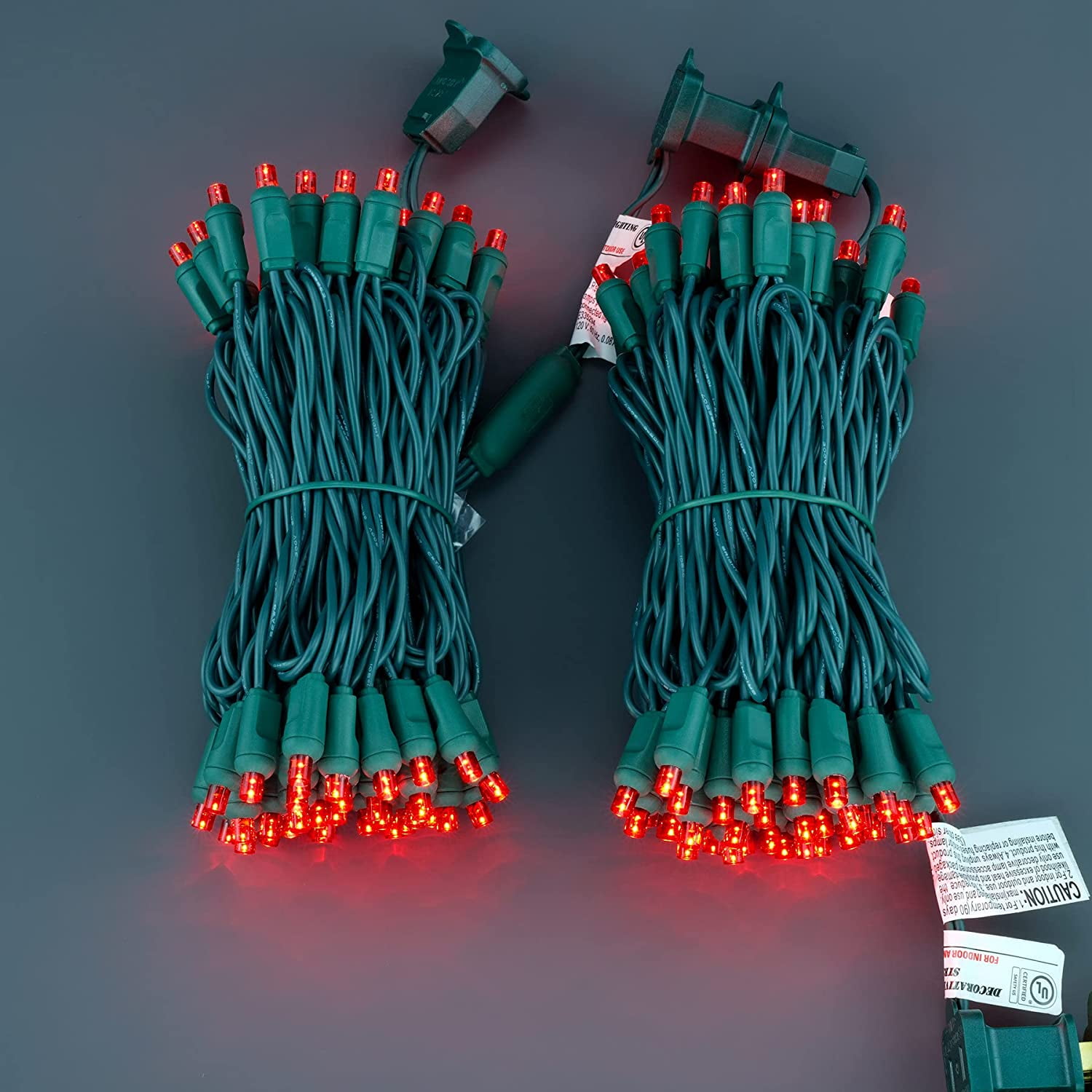 YUYAN-Red One-Piece Wide Angle Christmas Lights 140 Count 48 Feet, 2 Sets 70 LED 24 ft High ...