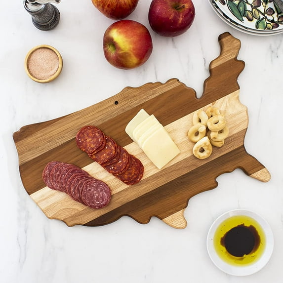 YUYAN-Rock & Branch Shiplap Series USA Shaped Wood Cutting Board and ...