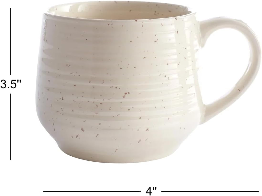 YUYAN-Sango 17.5 oz Stoneware Coffee Mugs Set of 4, Rustic Ceramic Mug with Speckled Reactive ...