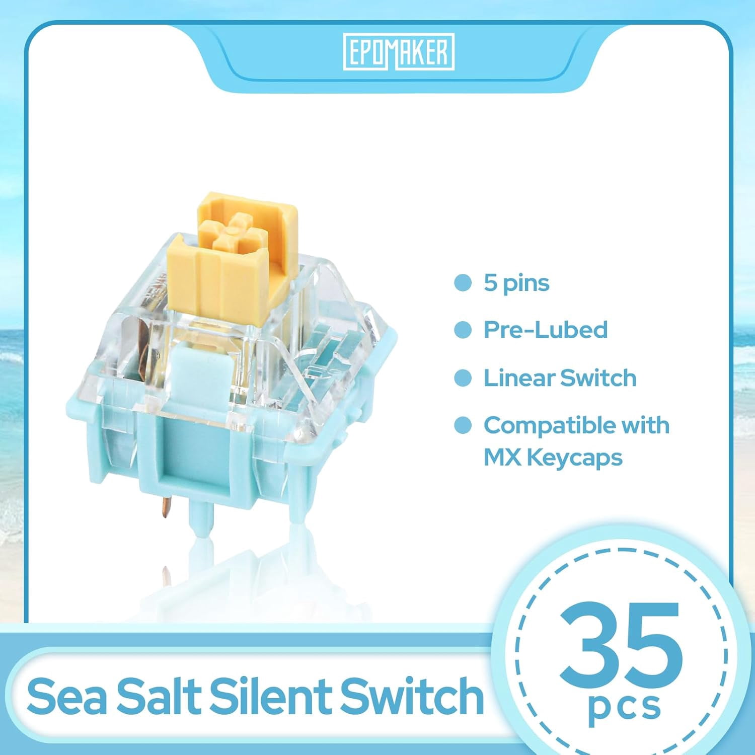 YUYAN-Sea Salt Silent Mechanical Keyboard Switches Set, 5-Pin Switch ...