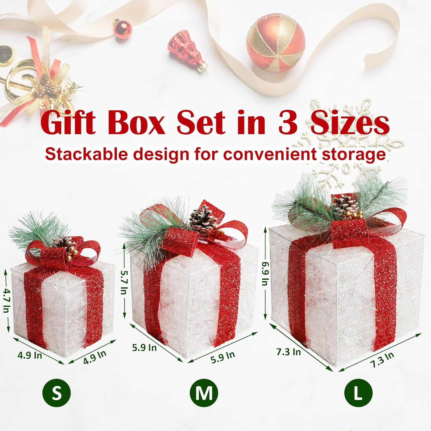 YUYAN-Set of 3 Christmas Lighted Gift Boxes Decorations, Lighted ...