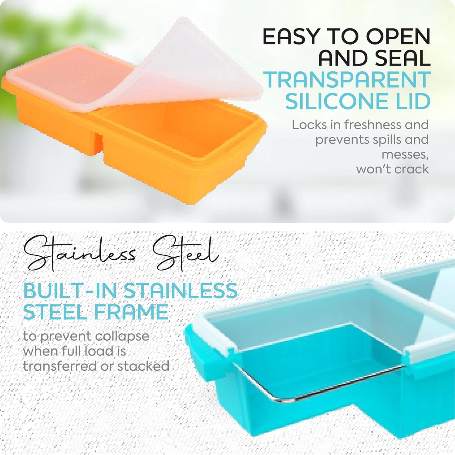 YUYAN-Silicone Freezer Tray With Lid-Soup Freezer Container molds-2-cup ...