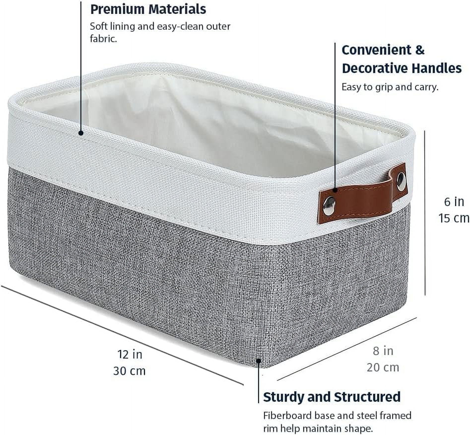 YUYAN-Small Fabric Storage Baskets for Shelves 3 Pack, 12x08in Closet ...