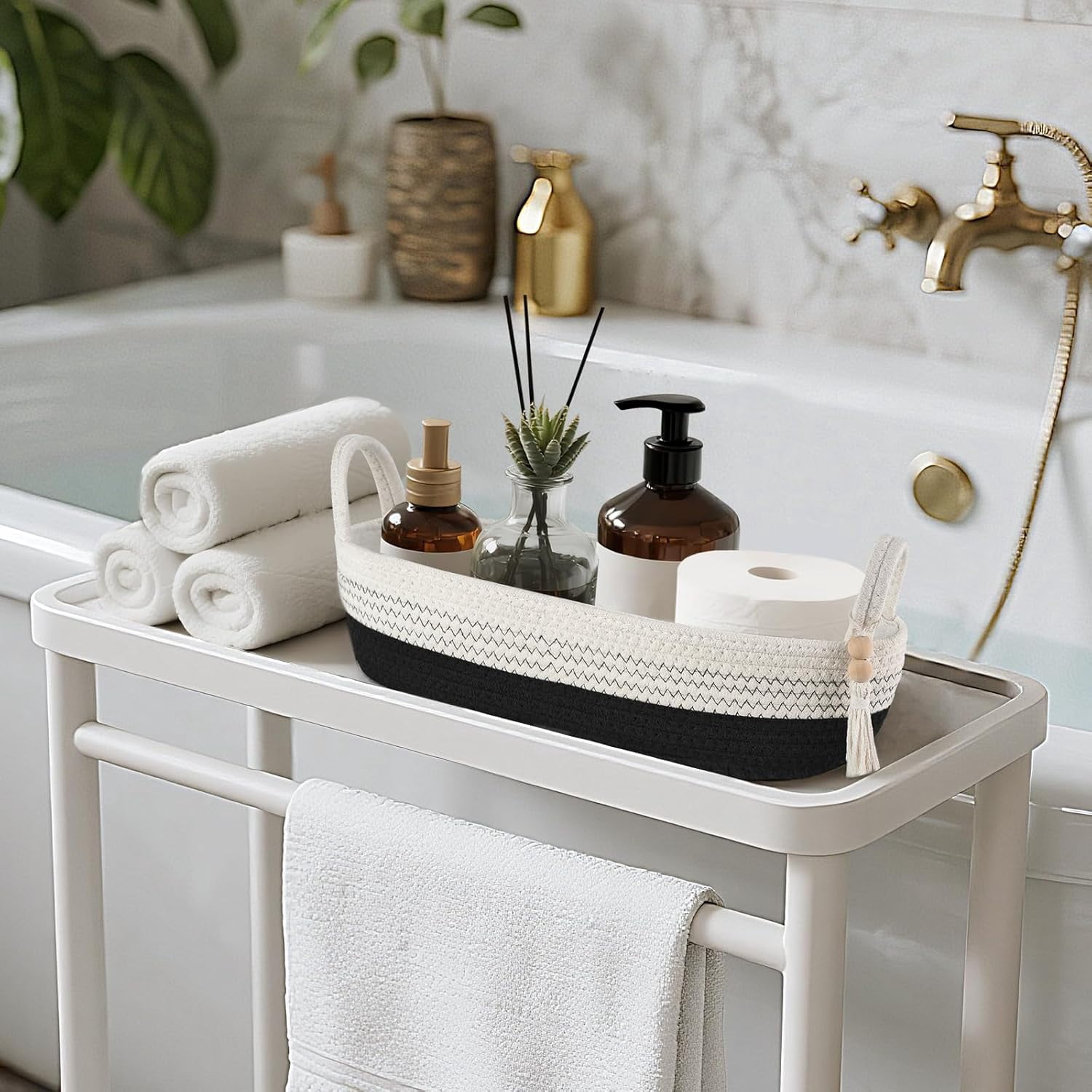 YUYAN-Small Storage Basket for Toilet Tank Top Boho Bathroom Decor ...