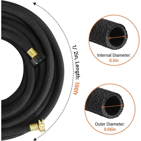 YUYAN-Soaker Hose Kit 100 ft 1/2", Solid Brass Connectors Rubber Longer ...