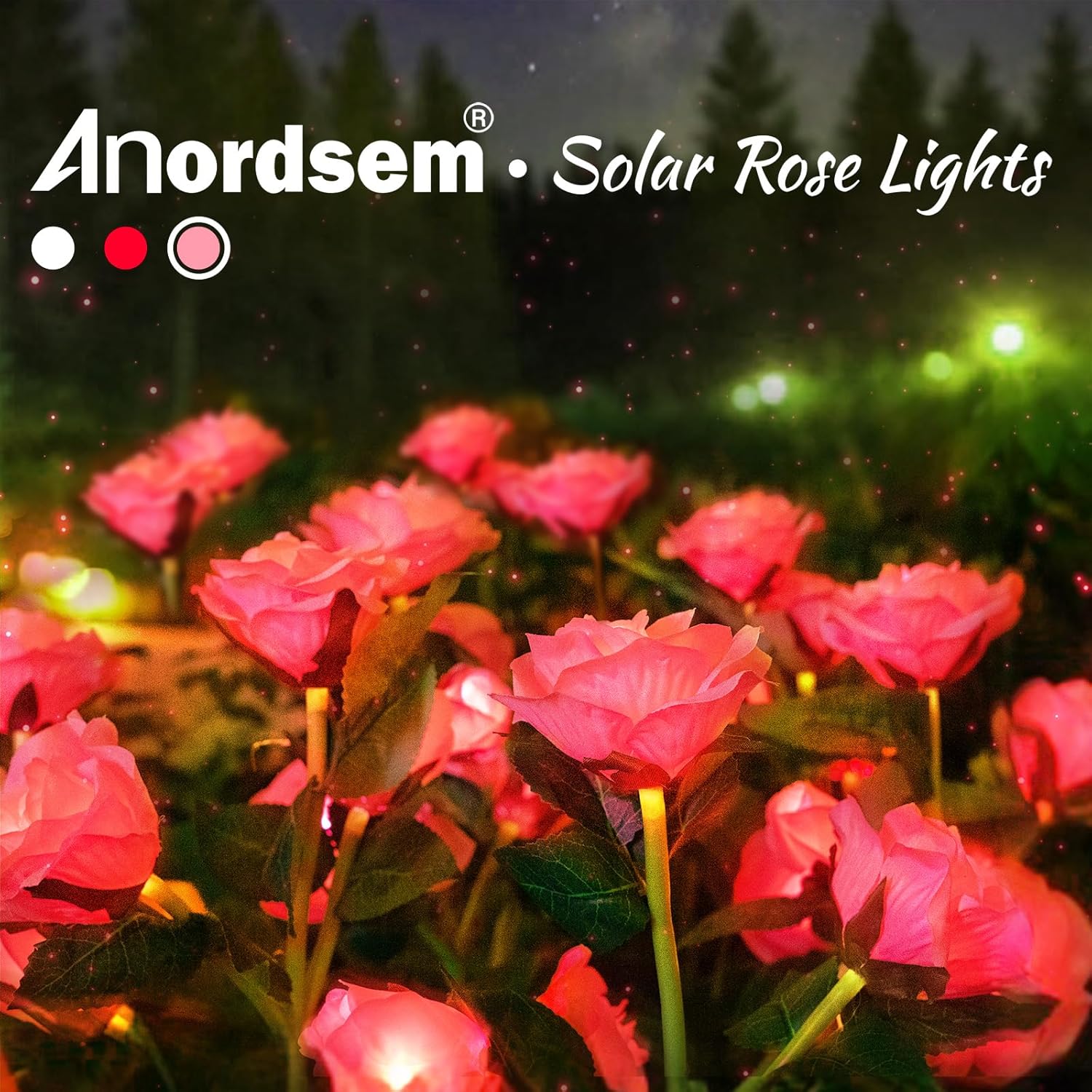 YUYAN-Solar Garden Lights Outdoor: 5 Realistic Artificial Pink Roses ...