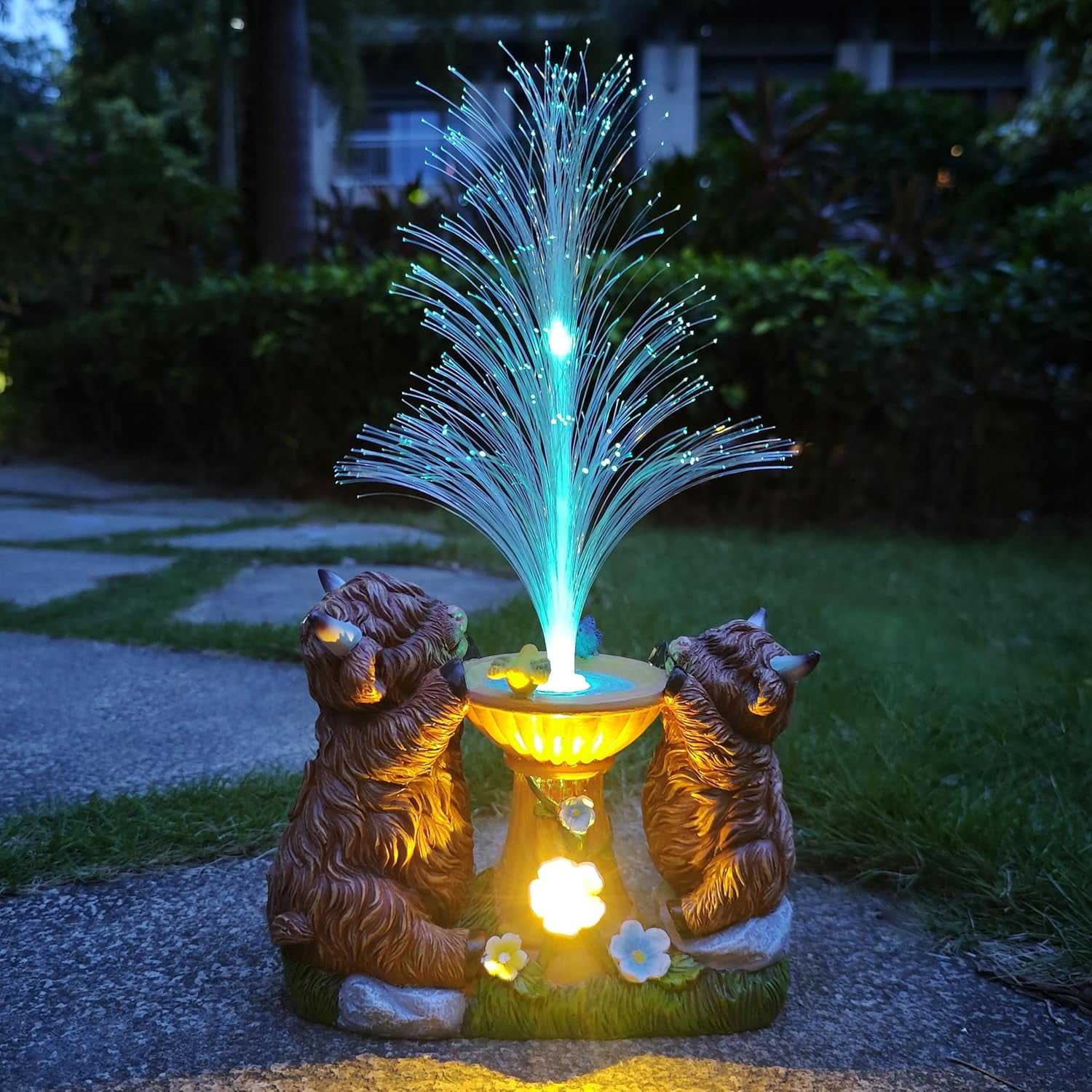 YUYAN-Solar Highland Cow Garden Decor -Resin Highland Cows Figurines ...
