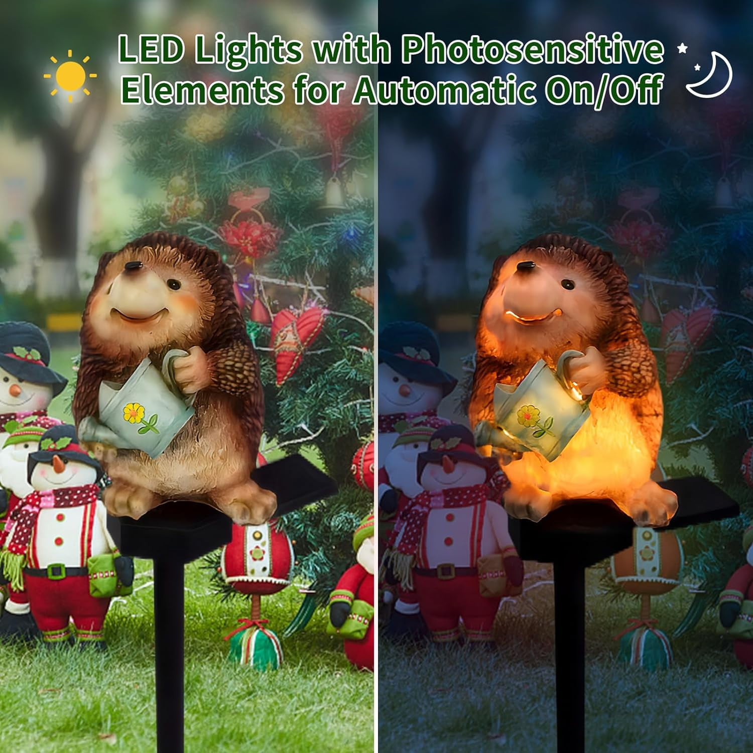 YUYAN-Solar Light Outdoor Decor,Solar LED Hedgehog Stake Lights, IP55 ...