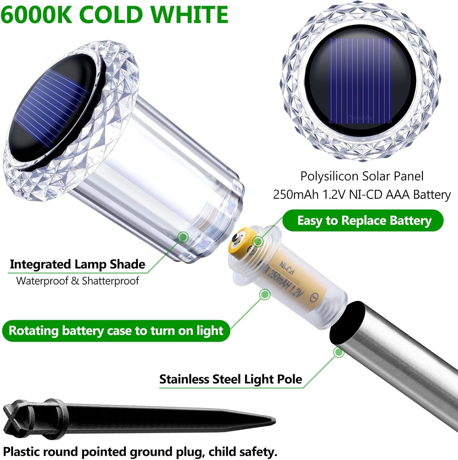 YUYAN-Solar Lights Outdoor 15 Pack Waterproof 6000K Cold White LED ...