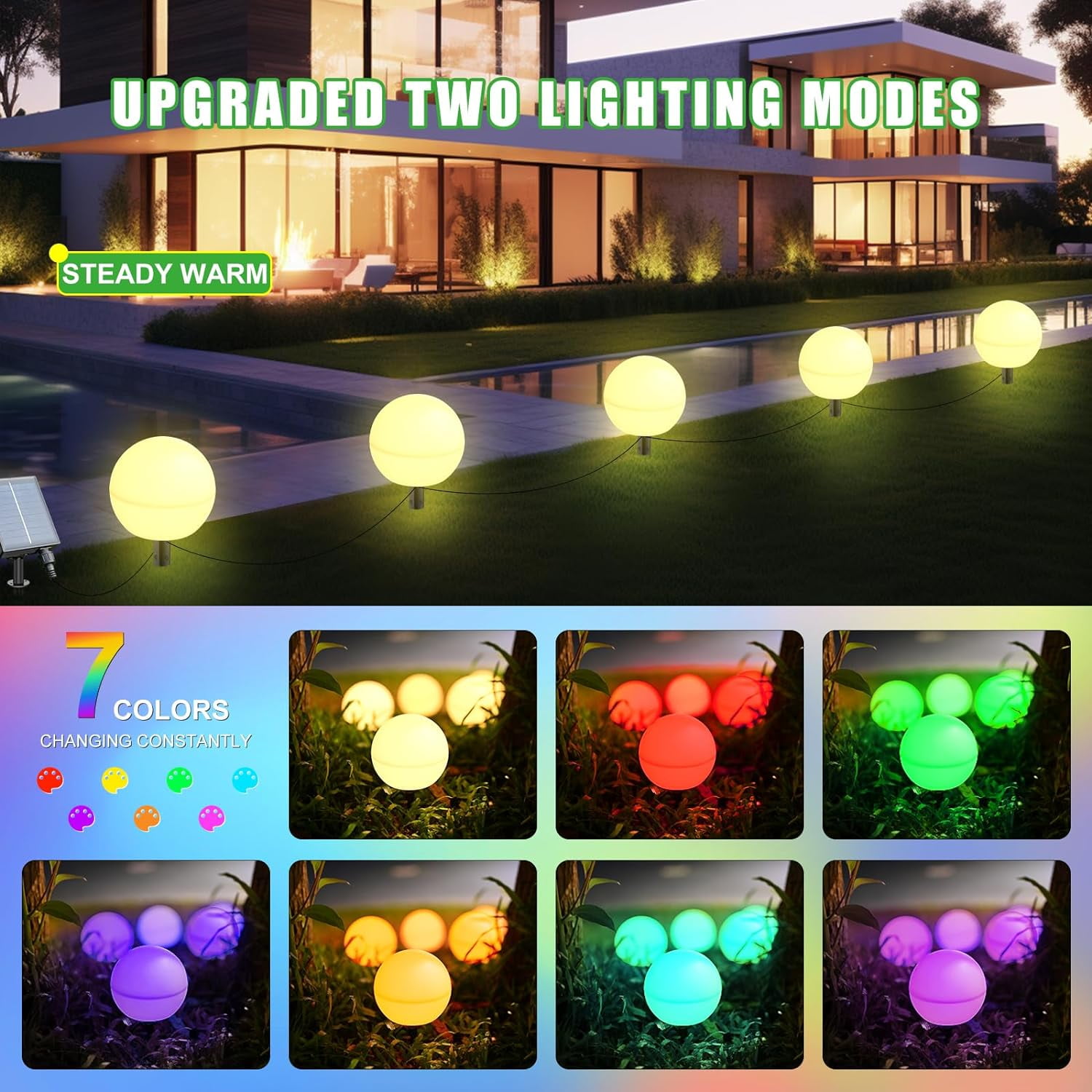 YUYAN-Solar Lights Outdoor Waterproof Decorations, 5 Pack Solar Globe ...