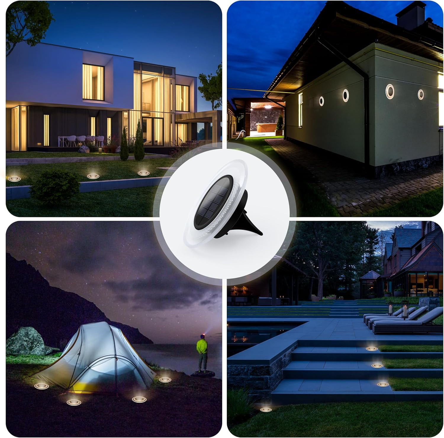 YUYAN-Solar Outdoor 4 Packs, 26 LEDs Bright Long-Staying Ground Lights ...