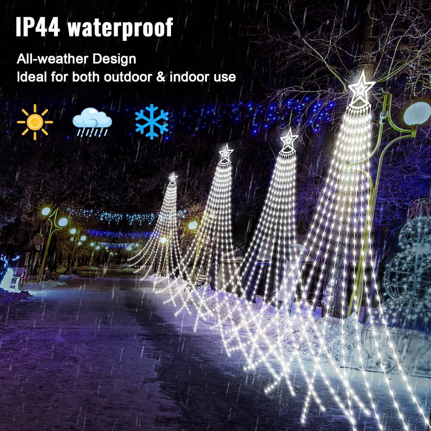 YUYAN-Solar Outdoor Christmas Decorations Lights, 350LED Christmas Star ...