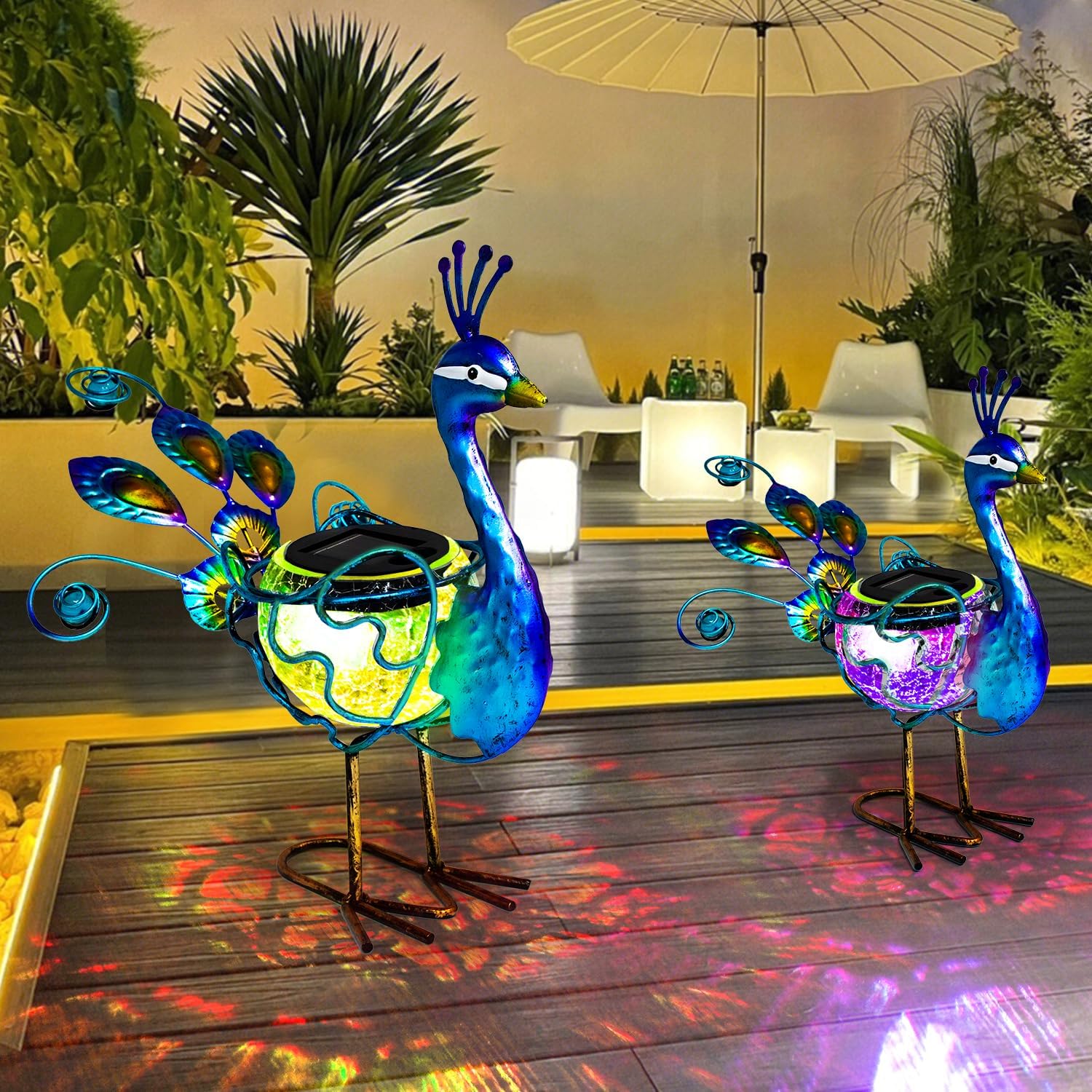YUYAN-Solar Peacock Statue Light, Solar Animal LED Lights Outdoor ...