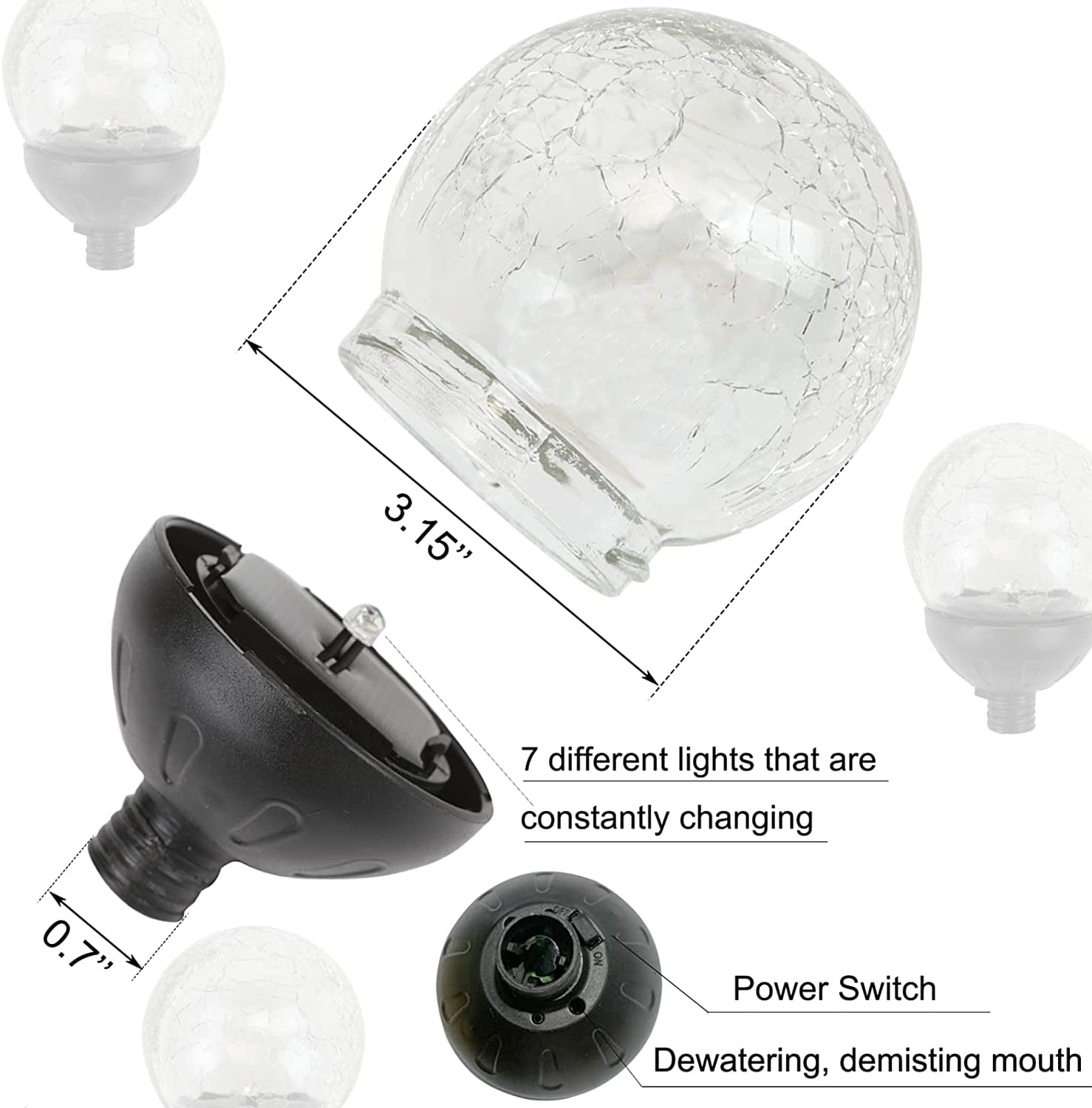 YUYAN-Solar Powered Glass Ball+Accessories - for Solar Wind Spinner ...