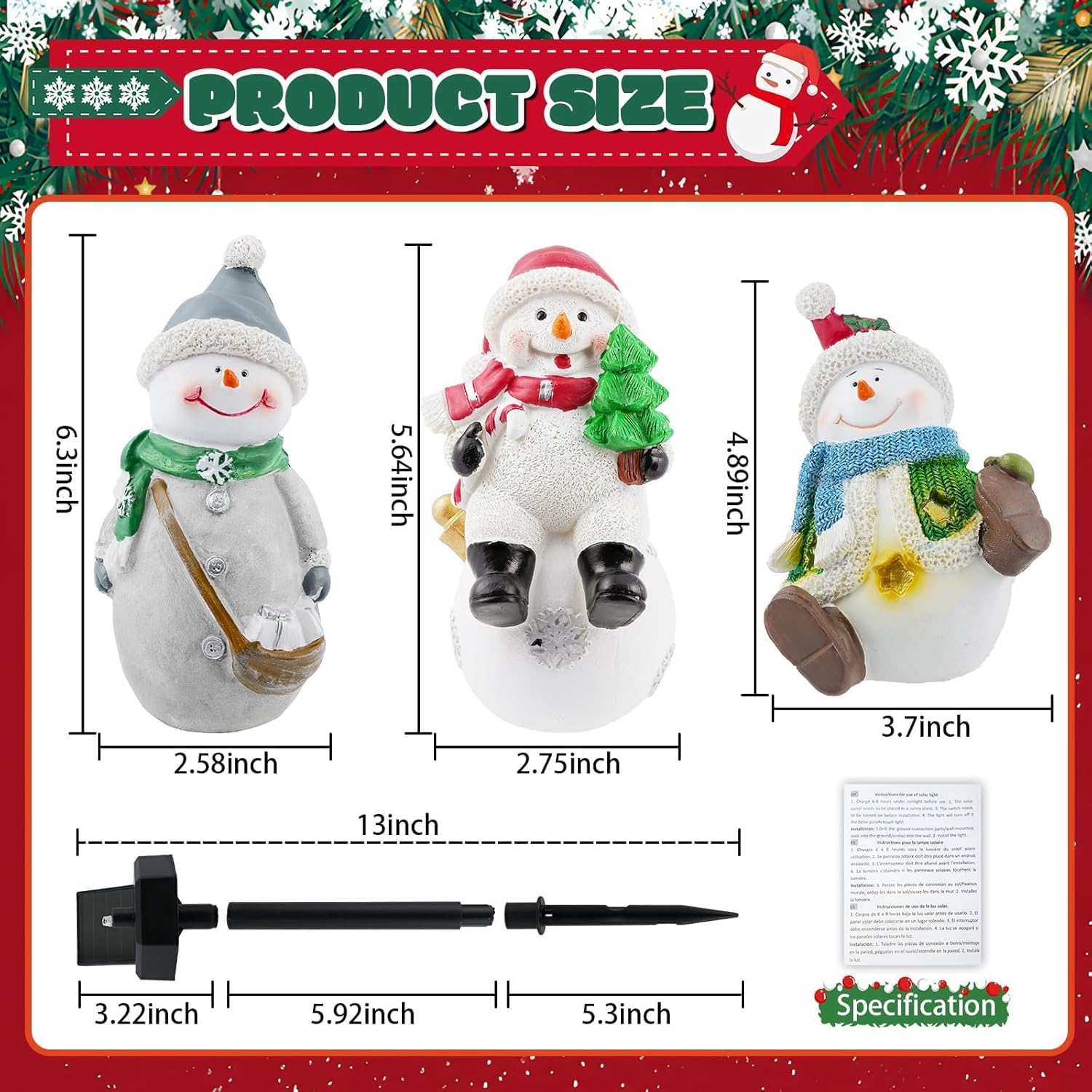 YUYAN-Solar Snowman Decorations Solar Christmas Snowman Pathway ...