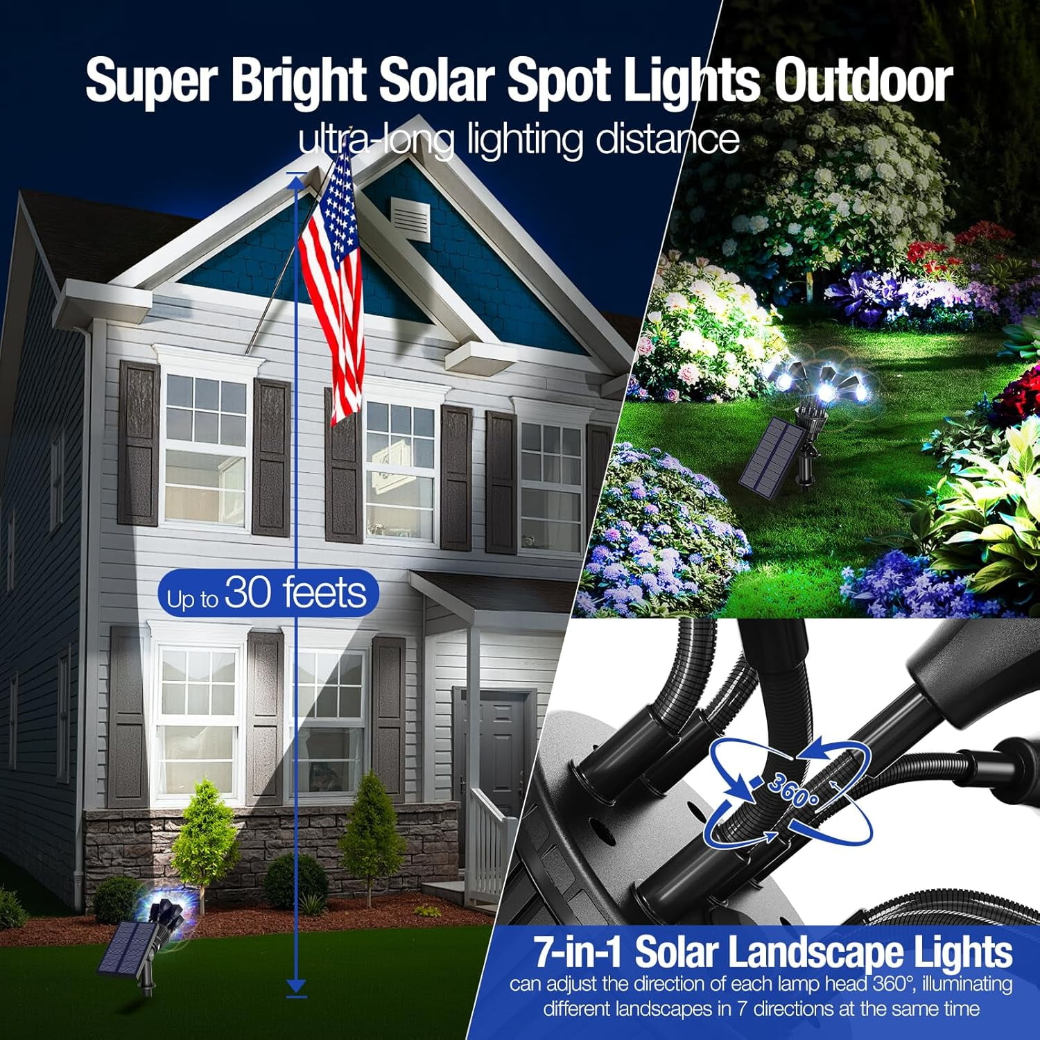YUYAN-Solar Spot Lights Outdoor 1000LM, IP68 Waterproof Solar Lights ...