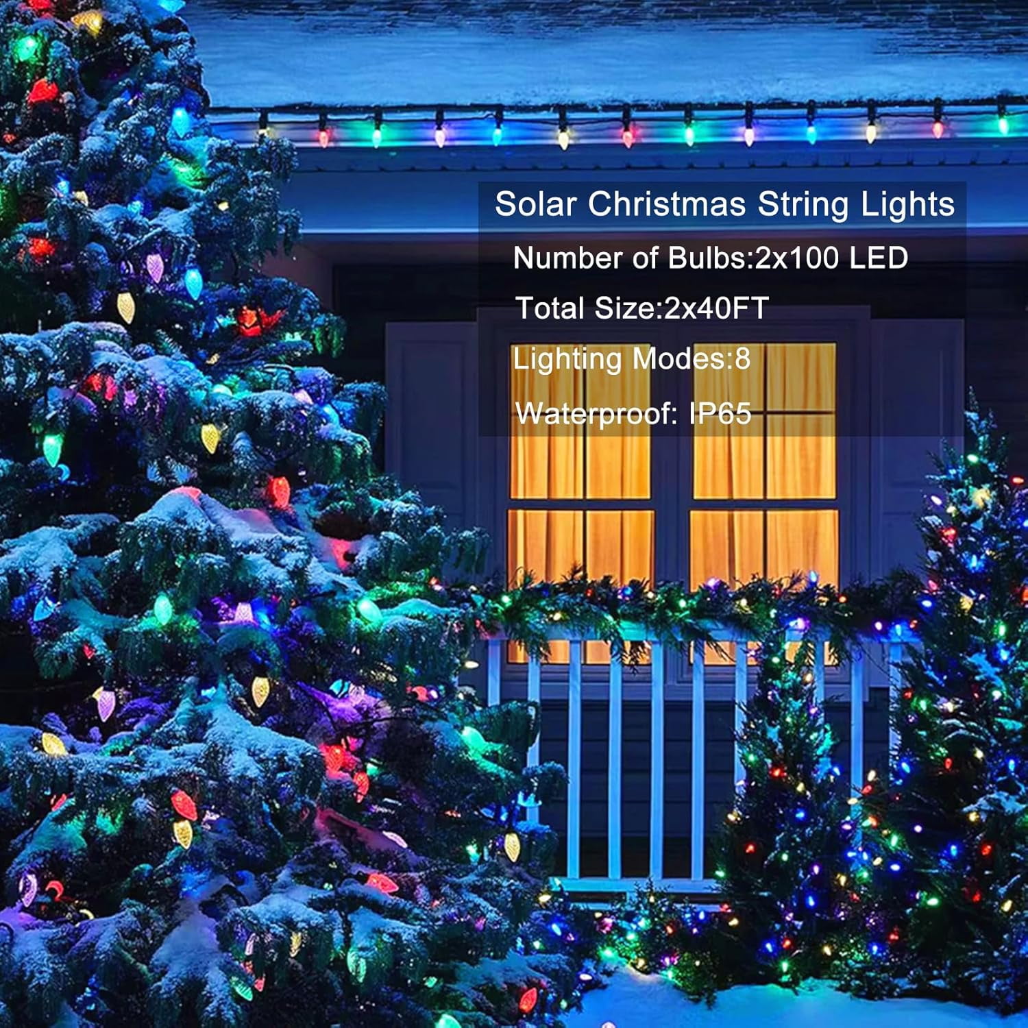 YUYAN-Solar String Strawberry Lights Outdoor 2 Pack 200 LED 80Ft Multi ...