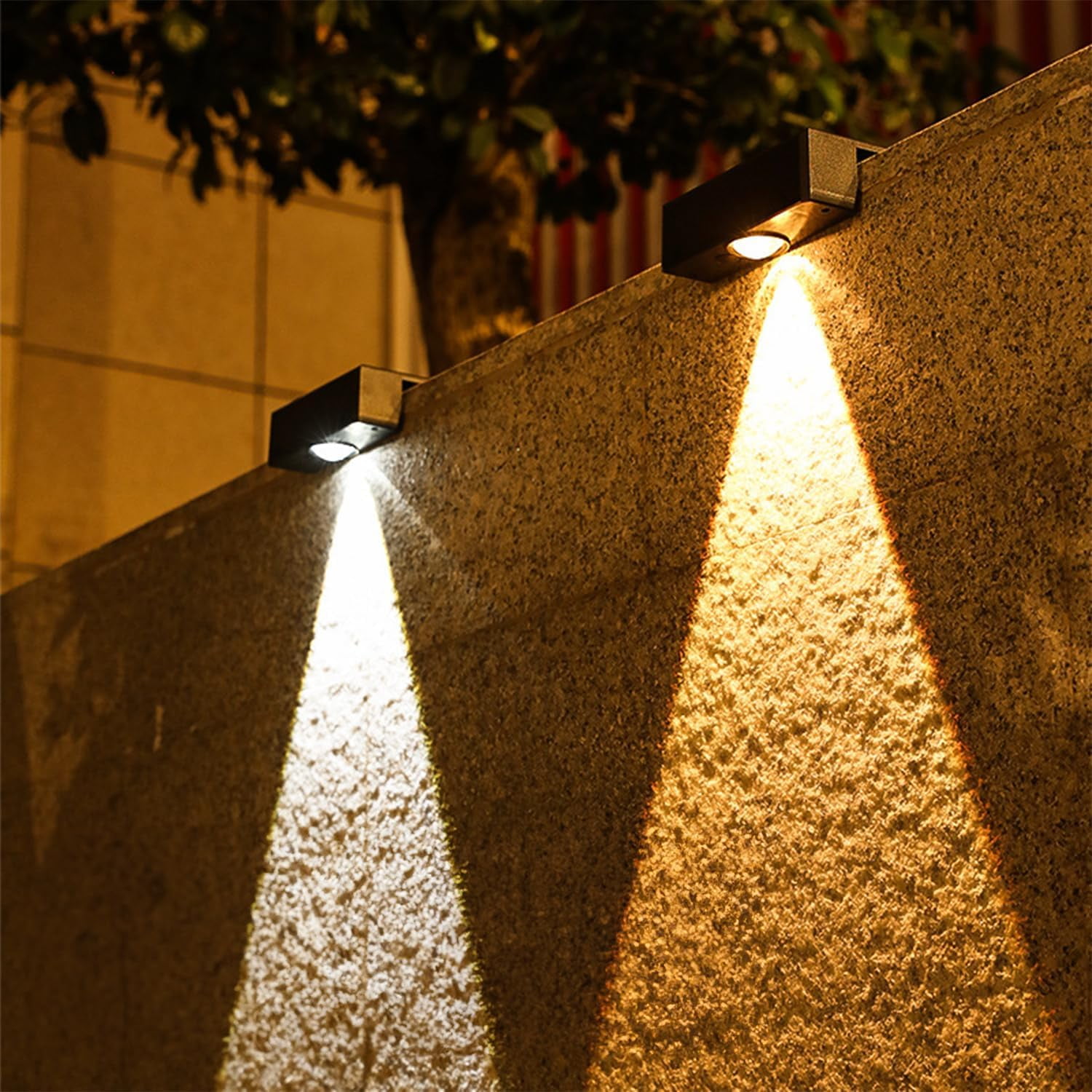 YUYAN-Solar Wall Lights, Non-Drill Fence Lights Solar Powered Outdoor ...