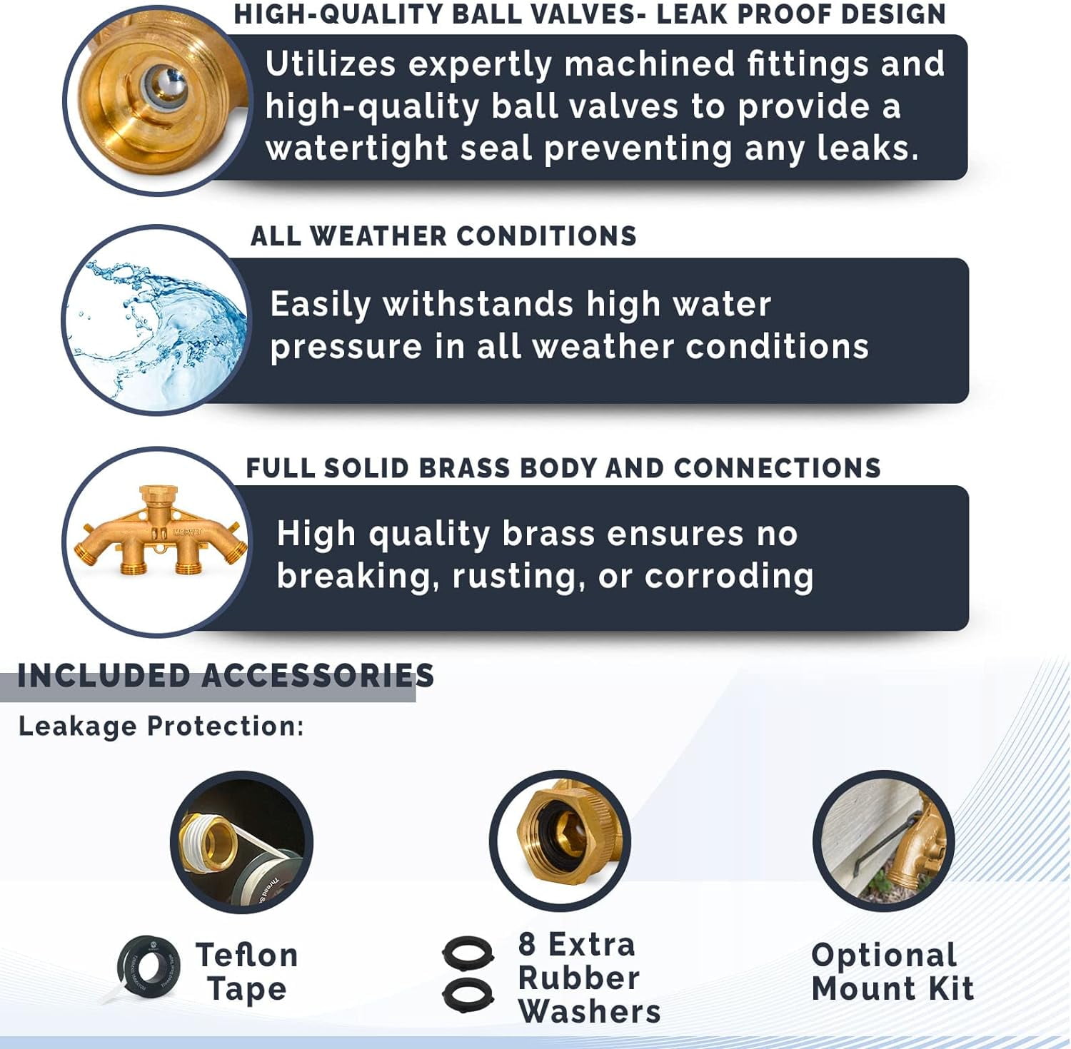 YUYAN-Solid Brass Garden Hose Nozzle, Heavy Duty Adjustable Power Spray ...