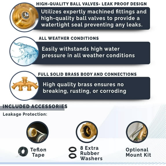 YUYAN-Solid Brass Garden Hose Nozzle, Heavy Duty Adjustable Power Spray ...