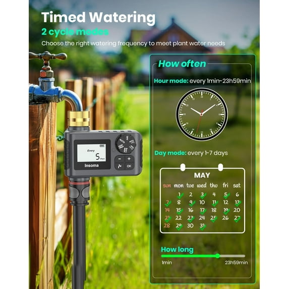 YUYAN-Sprinkler Timer with Brass Inlet and Outlet, Programmable Water ...