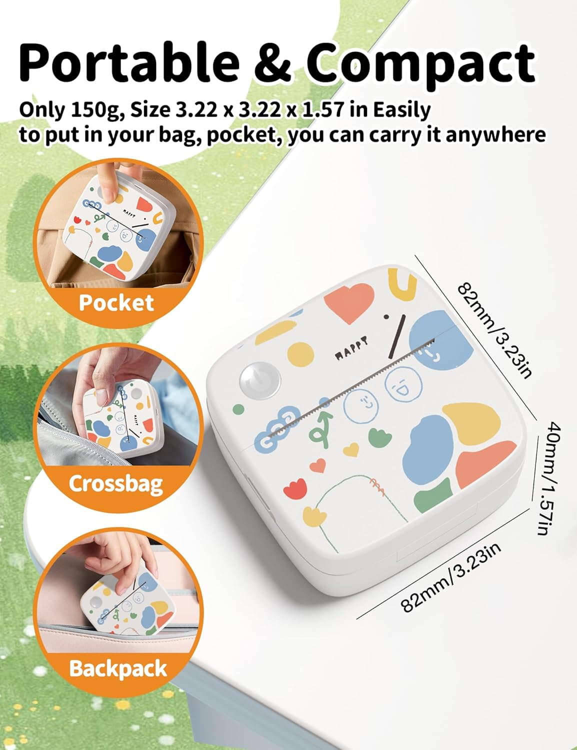 YUYAN-Sticker Printer Print Pod, Mini Portable Printers with 8 Rolls ...