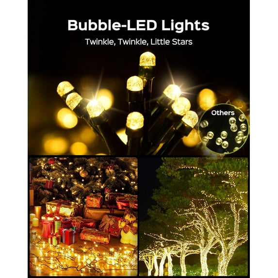 YUYAN-Super Long 500 LED 178FT Christmas Lights, Bright Bubble Led Christmas Tree Lights w/ 8 ...