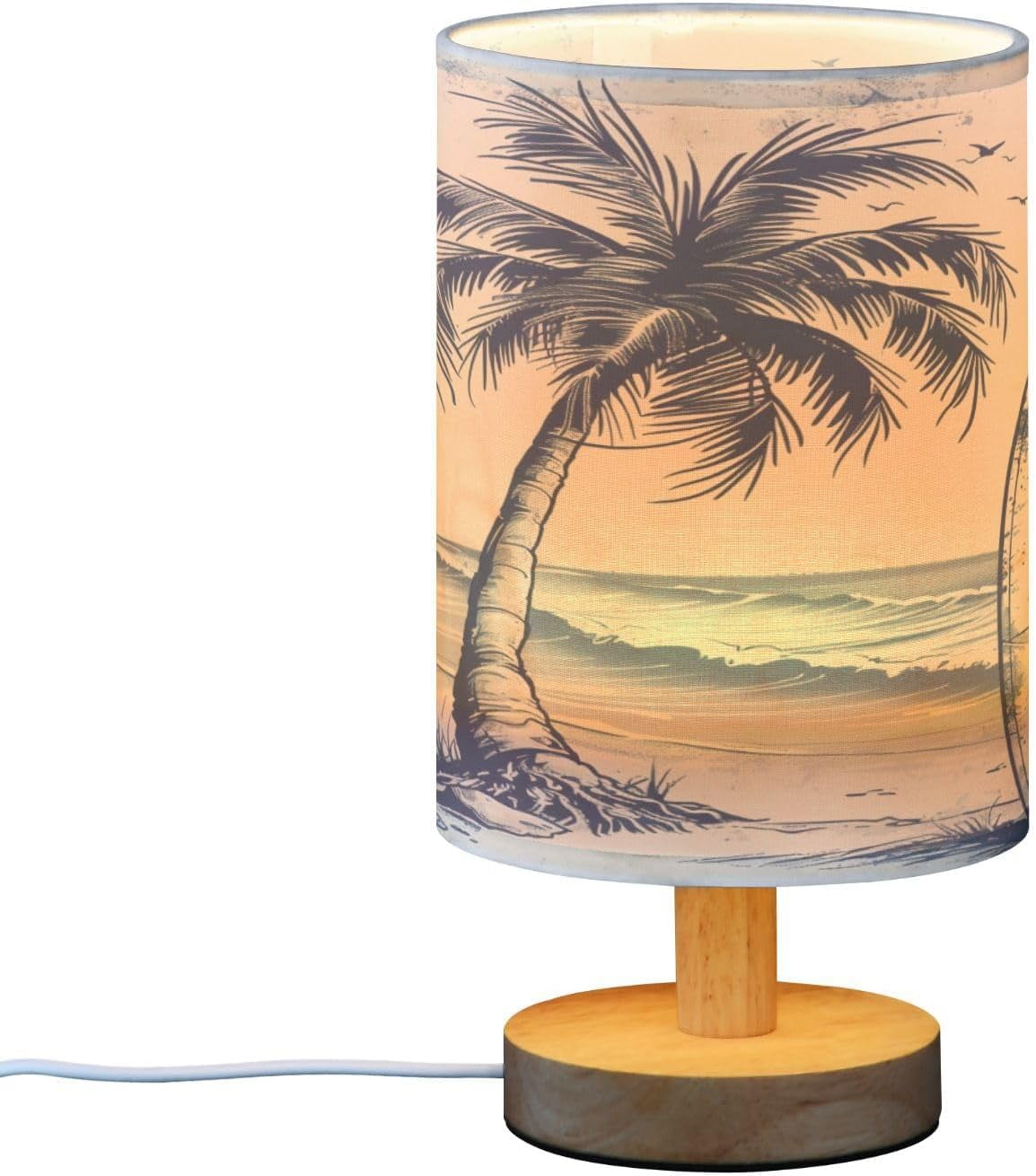 YUYAN-Surfboard and Beach Table Lamp Bedside with USB Ports Nightstand ...