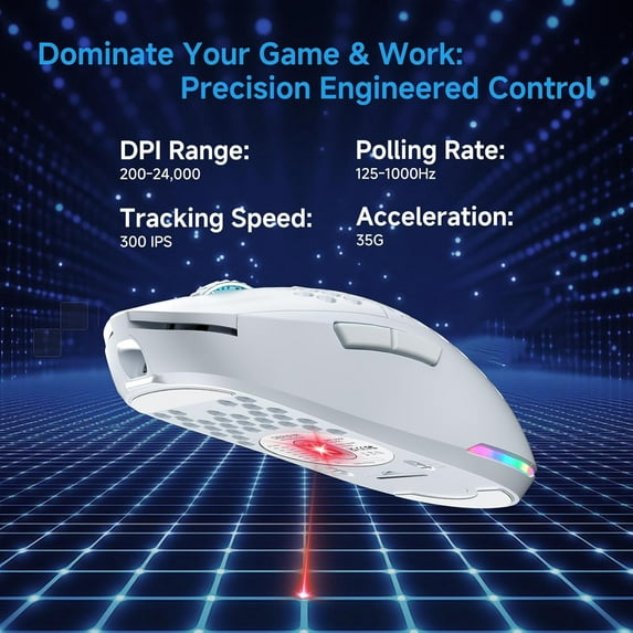 YUYAN-TMKB Falcon M1 Wireless Gaming Mouse, 24000DPI Optical Sensor, 180Hrs Battery, Lightweight ...