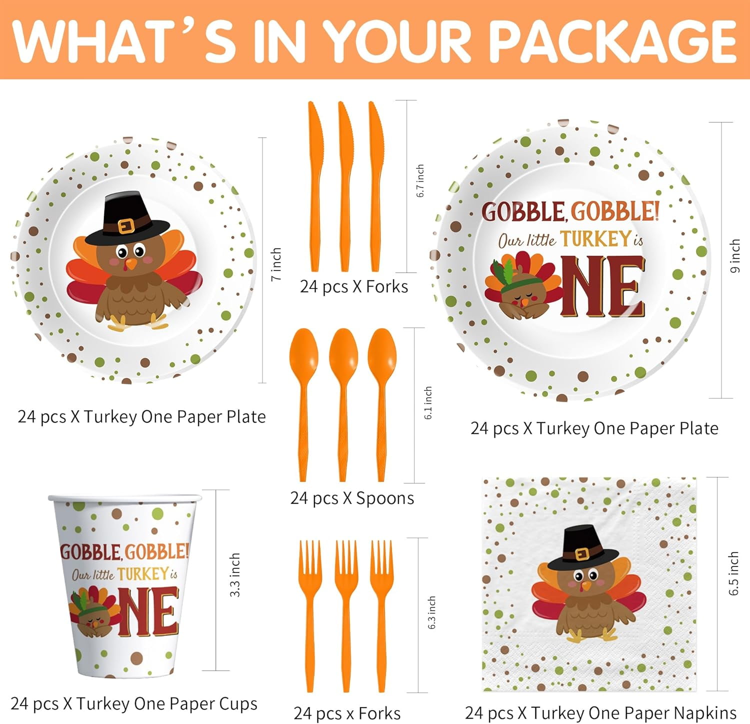 YUYAN-Thanksgiving First Birthday Party Supplies Tableware, Little ...