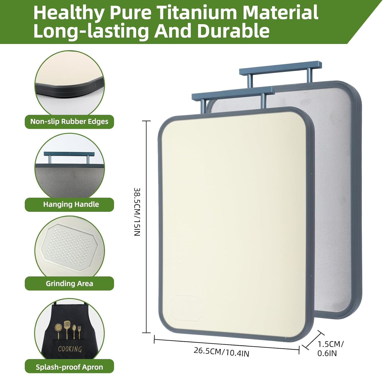 YUYAN-Titanium 2in1 Cutting Boards for Kitchen, Large Double Sided Food ...