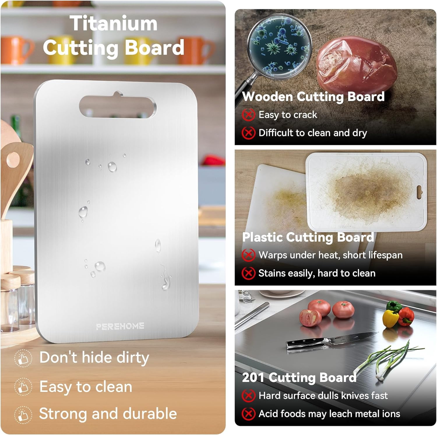 YUYAN-Titanium Cutting Board for Kitchen, Cutting Board Double Sided ...