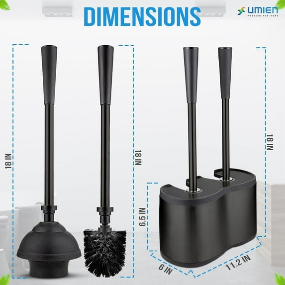 YUYAN-Toilet Brush and Plunger Set 18-in - Updated 2025 No-Rust ...
