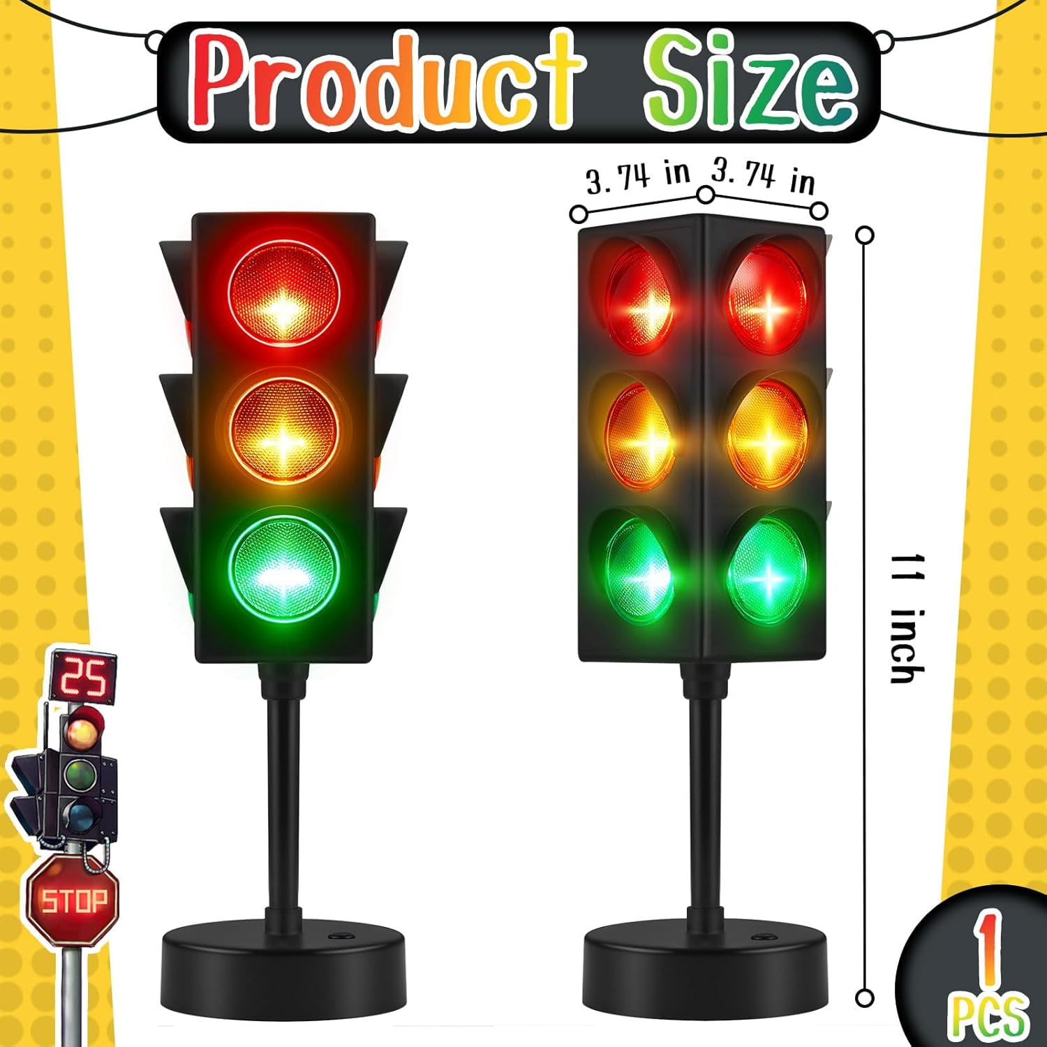 YUYAN-Traffic Light Lamp Color Change 11 Inch Mini Stop Light Lamp Room ...