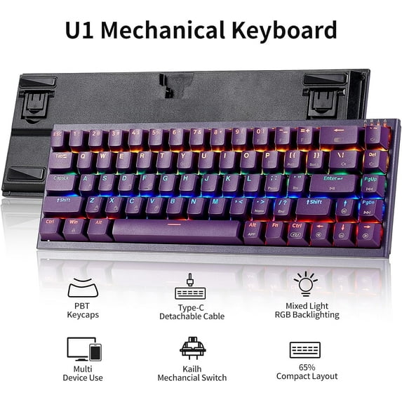YUYAN-U1 Mini USB Keyboard, Mechanical Gaming Keyboard with MX RGB ...