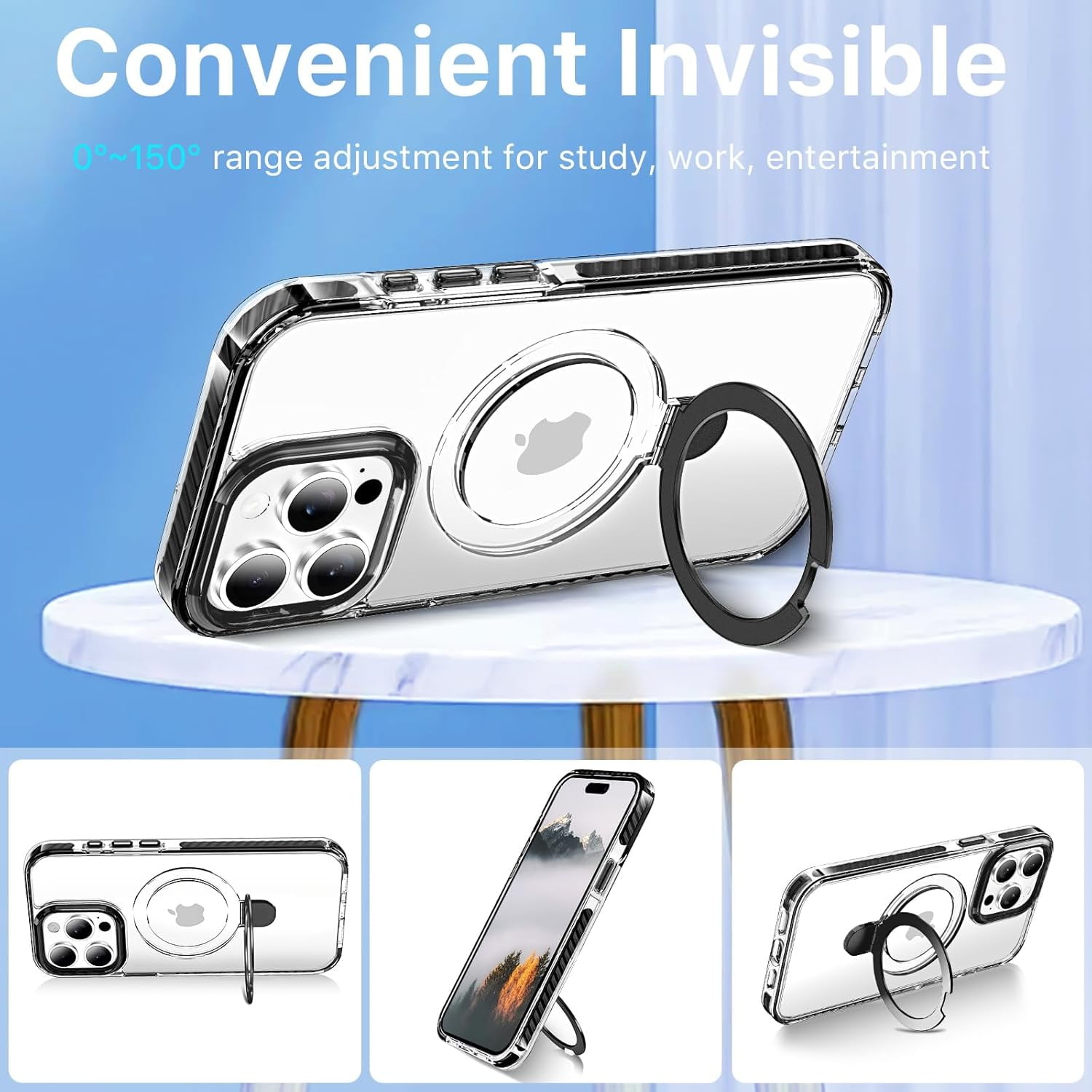 YUYAN-UMIONE for iPhone 15 Pro Max Magnetic case with Stand and Finger ...