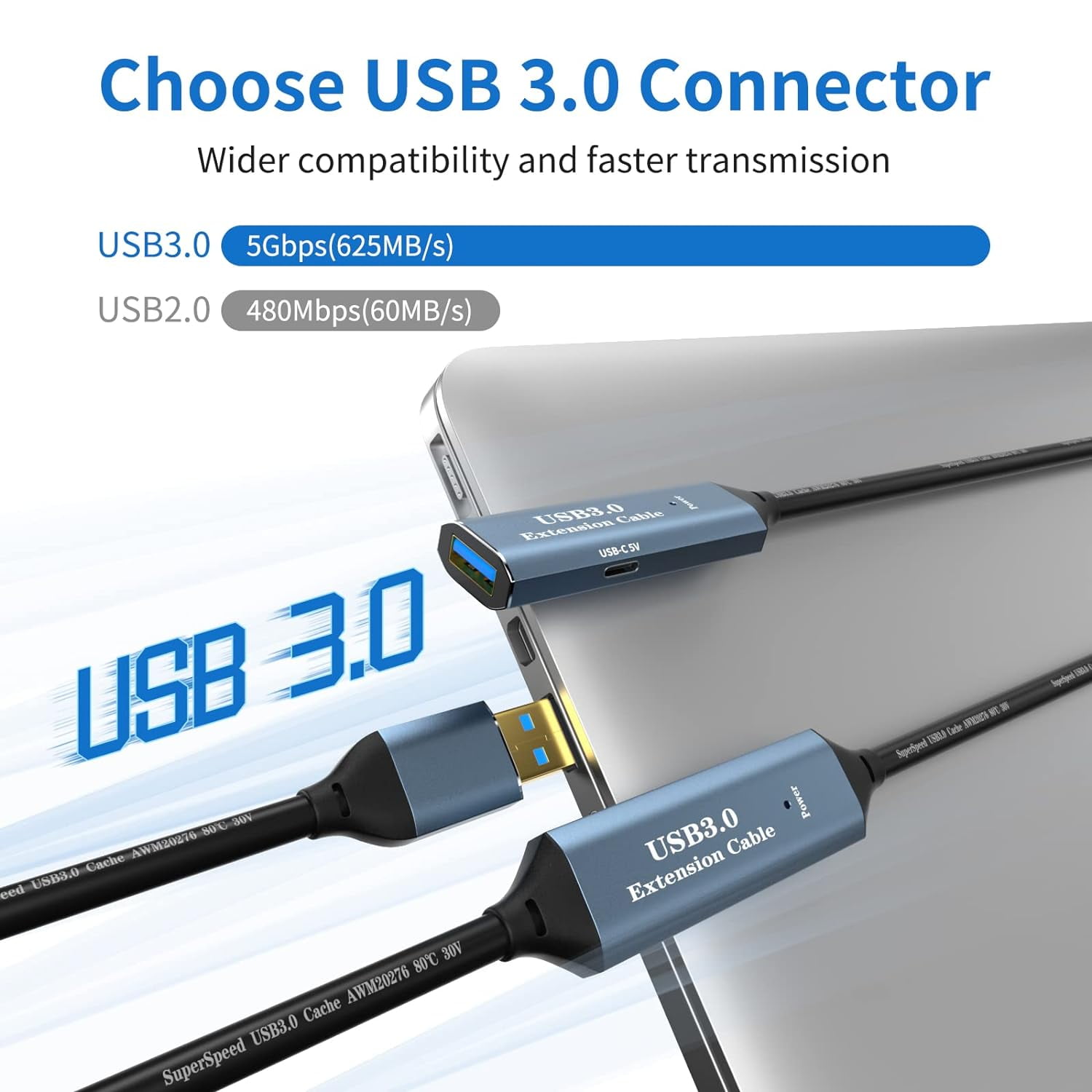 YUYAN-USB 3.0 Extension Cable 16.4FT Type A Male to Female Active ...