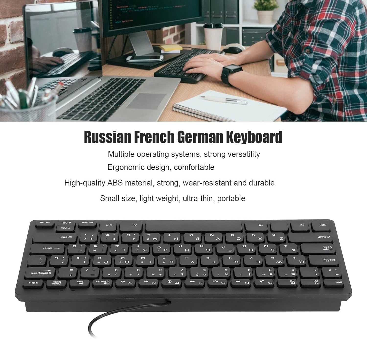 YUYAN-USB Wired Keyboard, 78 Keys Language Keyboard with Russian ...