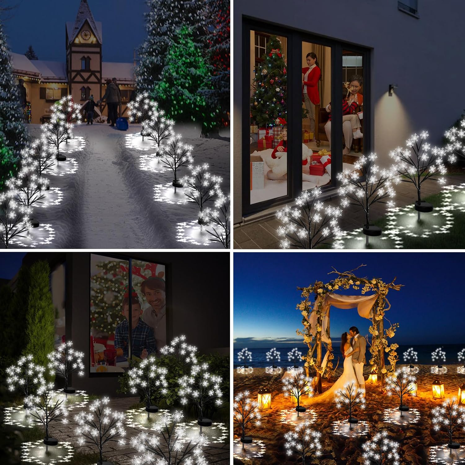 YUYAN-Upgrade Snowflake Solar Christmas Lights Outdoor - 2PACK 40LED ...
