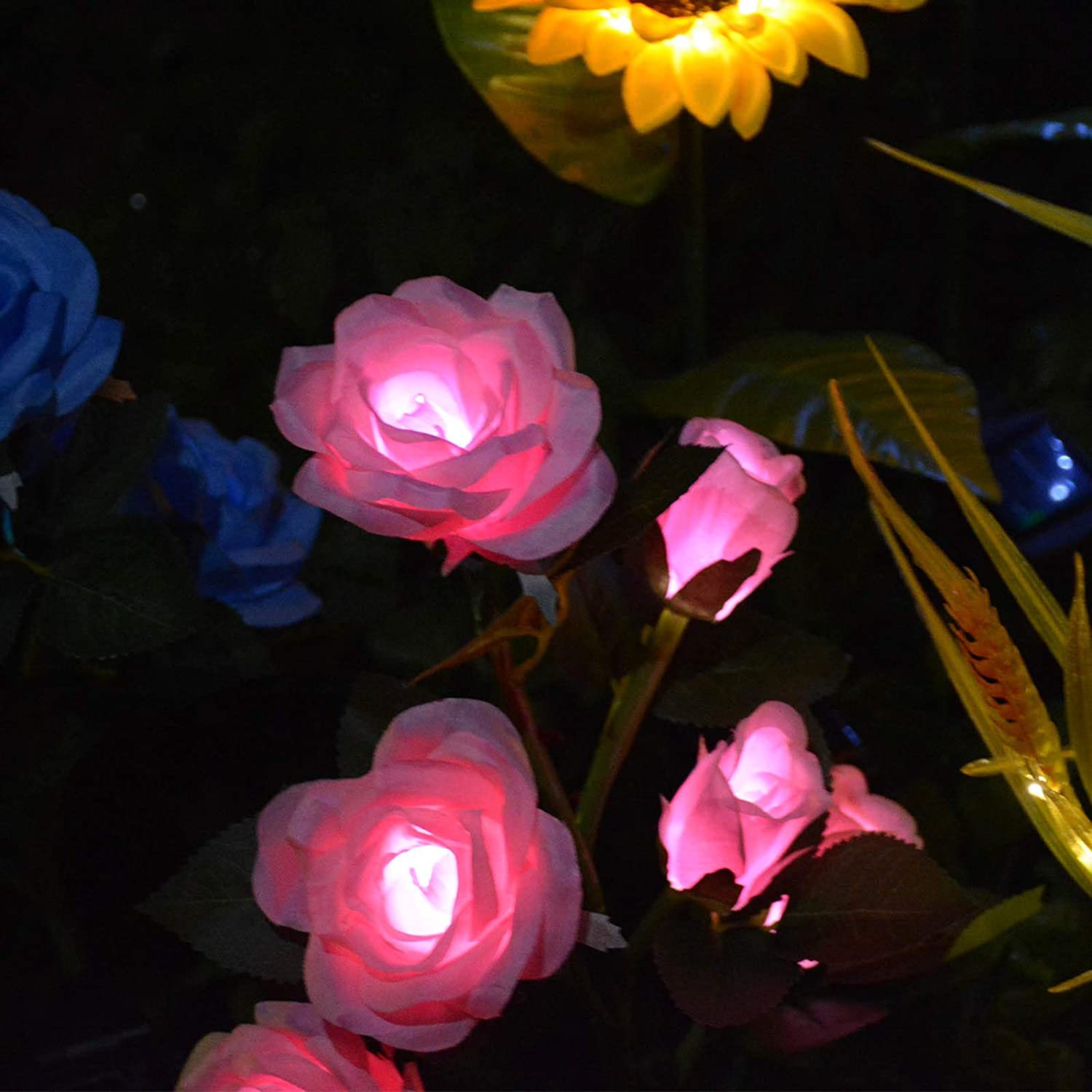 YUYAN-[Upgraded 6 Flowers]Solar Garden Decorative Artificial Flowers ...