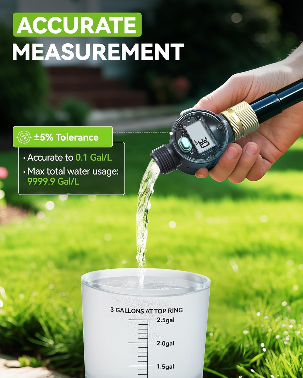 YUYAN-Water Flow Meter with Brass Inlet, Water Meter for RV Tank ...