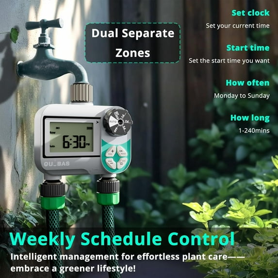 YUYAN-Weekly Plan 2 Zone Sprinkler Timer with Metal Inlet & Outlet ...