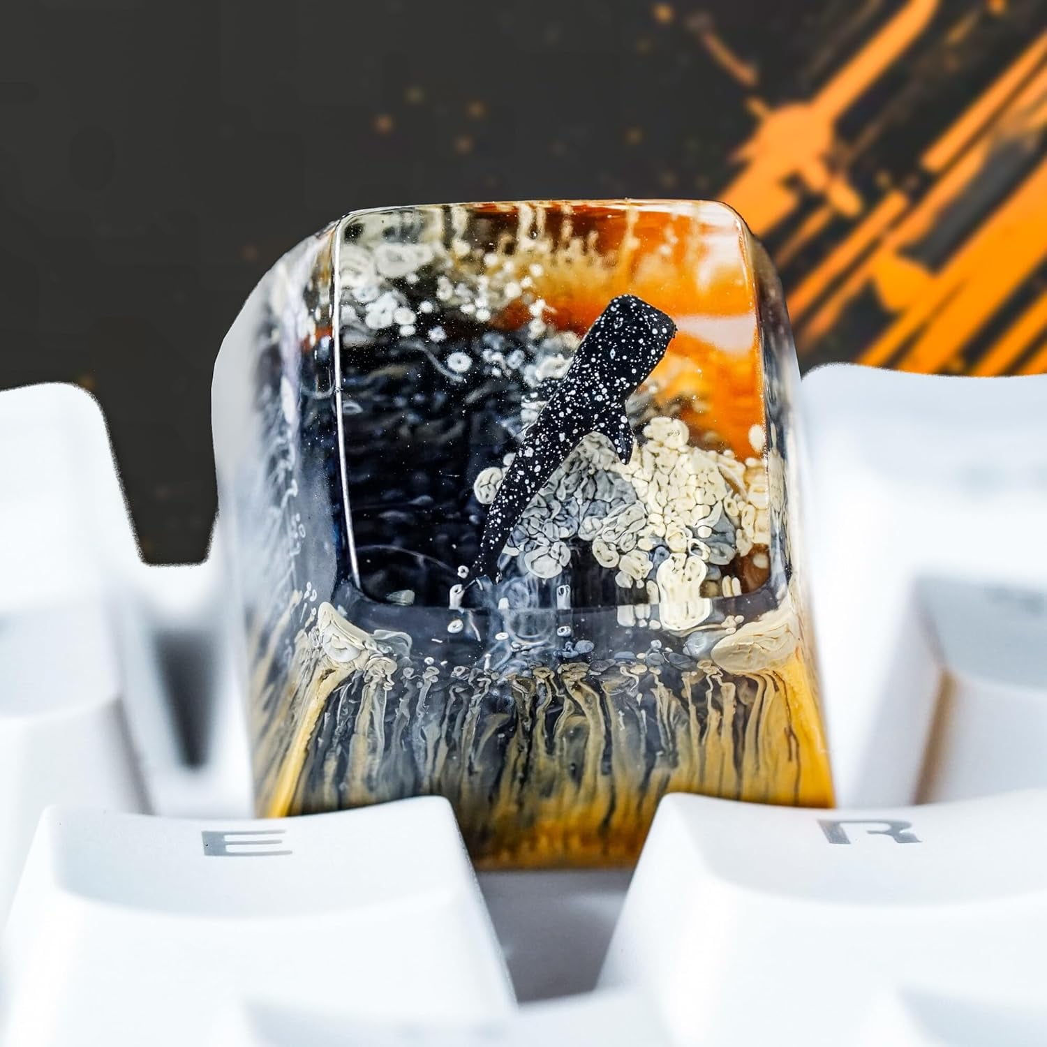 YUYAN-Whale Shark Keycap Orange Dark Ocean Artisan Keycap R1 SA Profile ...