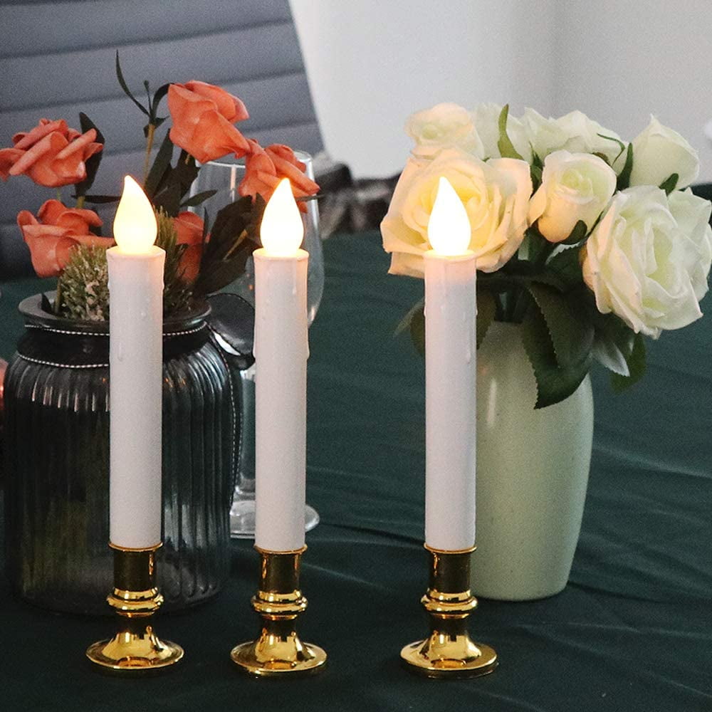 YUYAN-White Flameless Window Candles with Remote and Timer, Battery ...